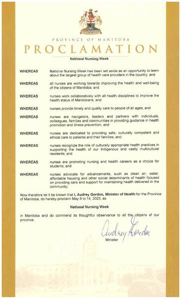 2023 National Nursing Week Proclamation | Association of Regulated ...